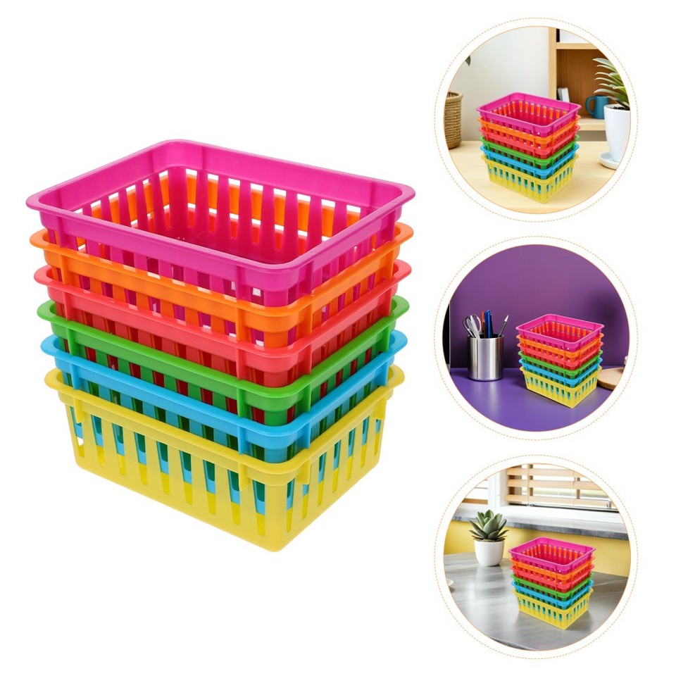 6 Pcs Classroom Storage Containers Pen Baskets Tray Crayon Holder ...