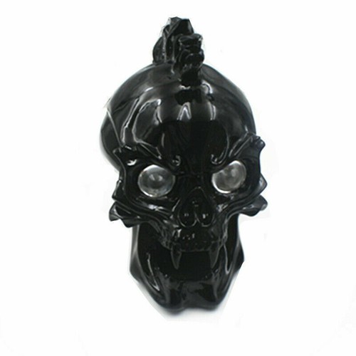 Black Universal LED Skull Front Head Light Headlight Cruiser Chopper ...