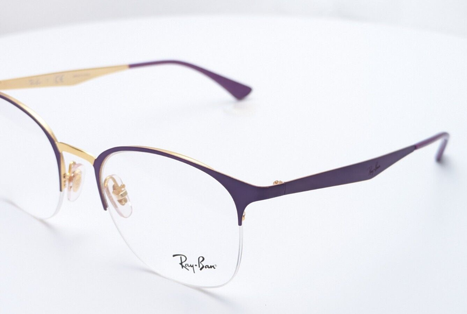 Ray-Ban RB6422 3045 Polished Violet Round Half Rim Womens Eyeglasses ...
