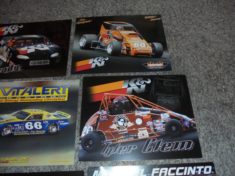 LOT OF 23 VINTAGE DIRT,ASPHALT,RACING HERO,POSTCARDS,OUTLAWS,MIDGETS ...