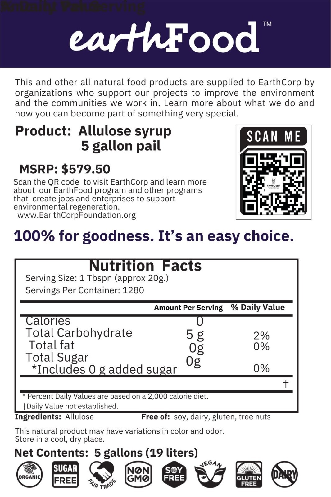 Allulose Zero Calorie Liquid Sweetener. 5 gallons/640oz Pail. Vegan ...