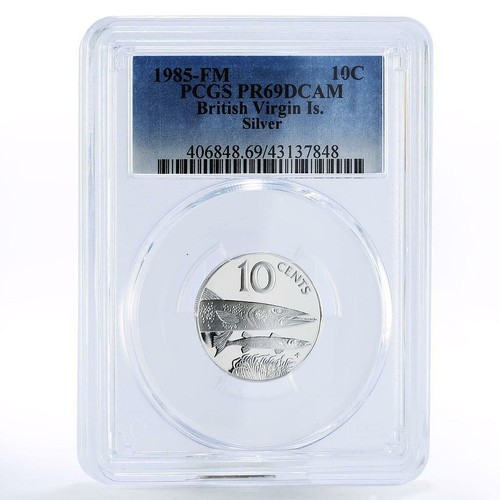 British Virgin islands 10 cents Great Barracuda Fish PR69 PCGS silver ...