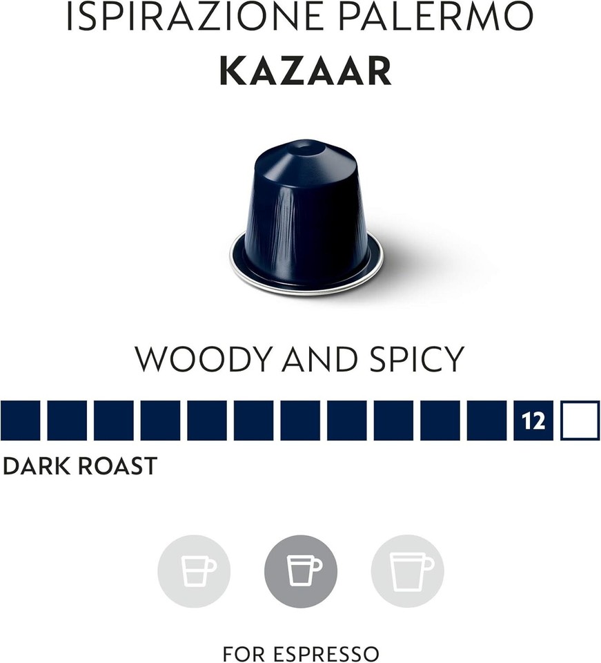 Nespresso Capsules Original, Kazaar Intenso, Dark Roast Coffee, 50 Pods ...