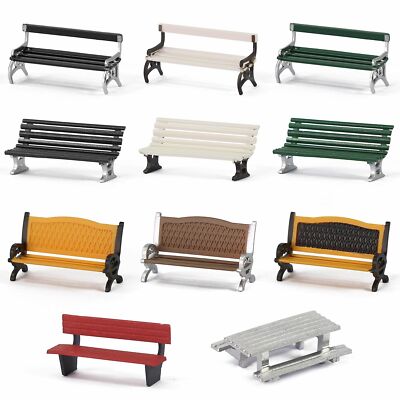 12pcs HO Scale 1:87 Platform Park Model Benches Street Garden Station ...