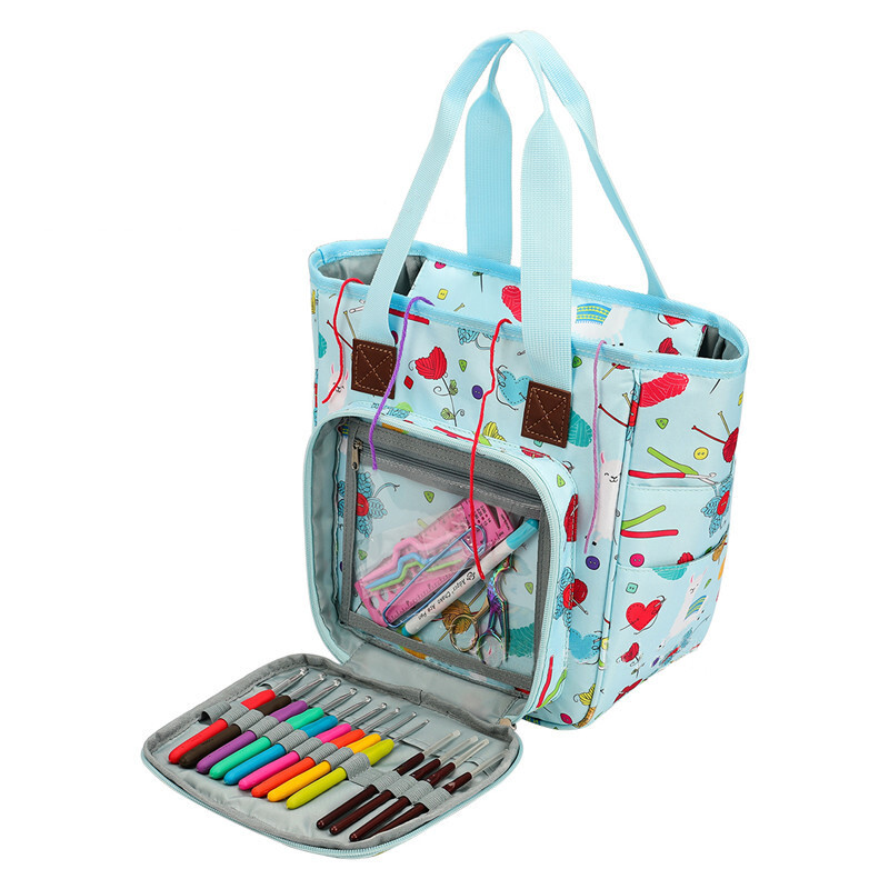 Large Portable Yarn Storage Bag Knitting Crochet Tote Organizer Holder ...