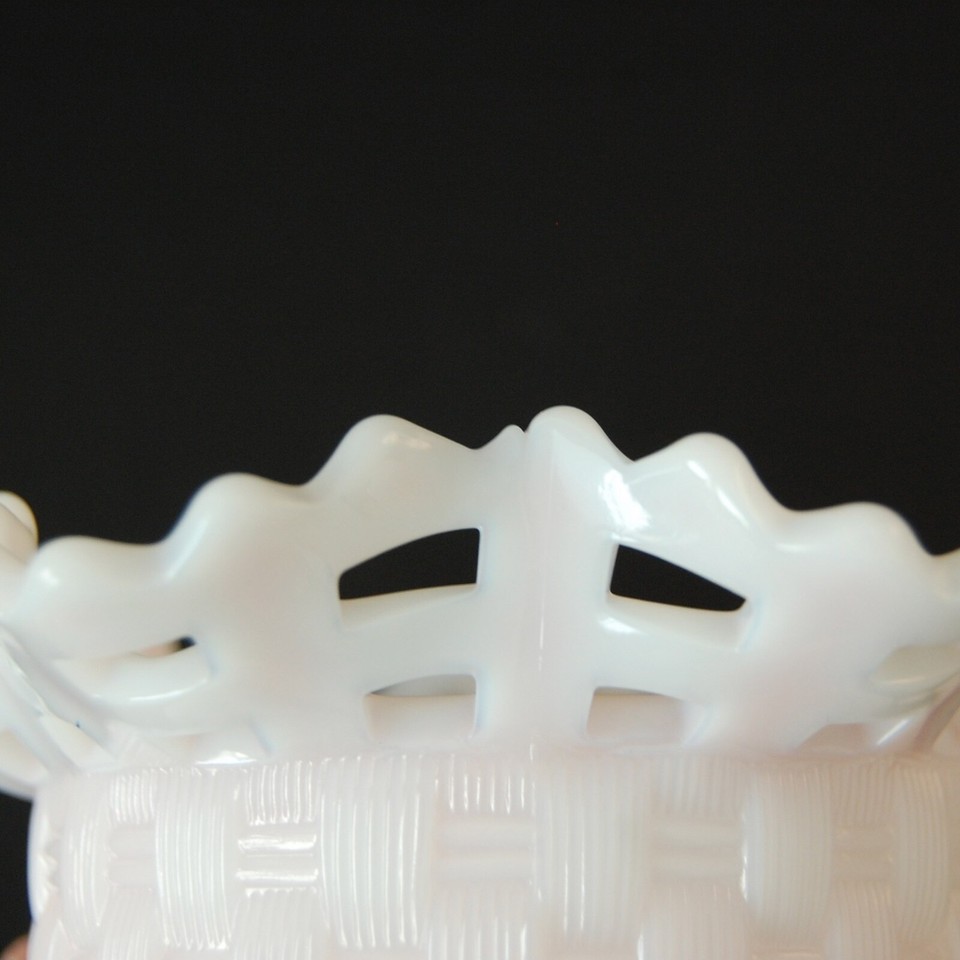 Fenton Glass Pink Rosalene Open Edge Basket Weave Bowl ~ Chip | eBay