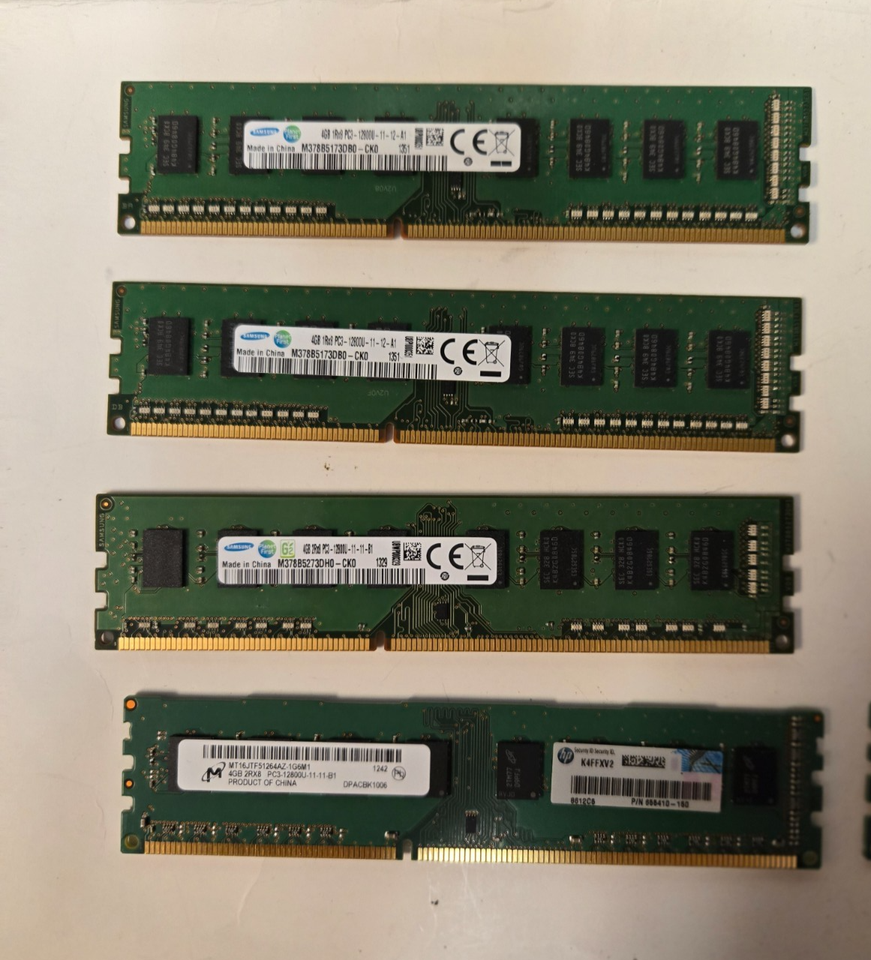 Lot of 9 - 4GB Sticks Micron Samsung PC3-12800U DDR3 Desktop RAM Memory ...