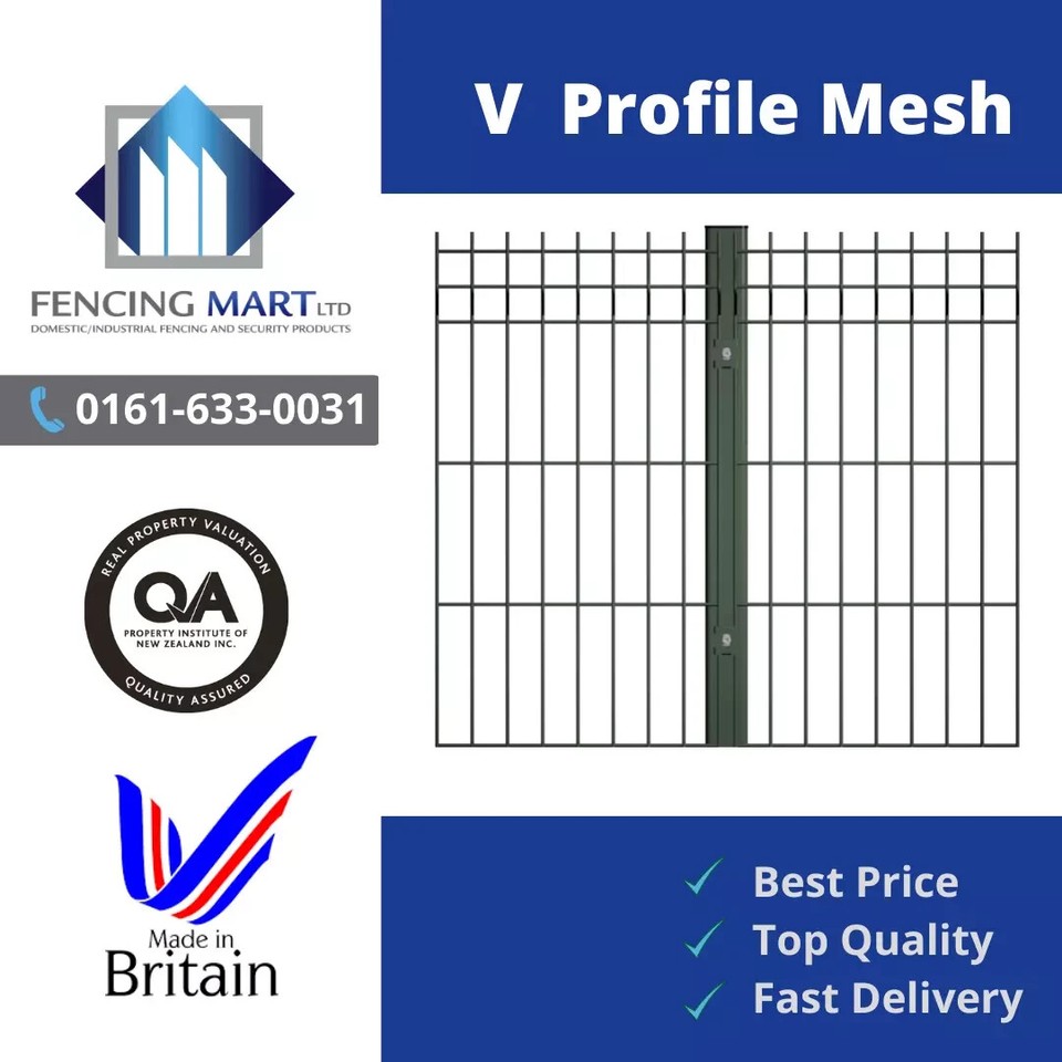 2.0m High 1 Linear meter V Mesh Fencing Security Perimeter Green £14.61 ...