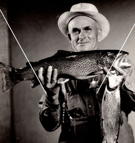 C 1925-1942 RPPC Postcard Trout Fish 8lbs Bob Todd Spearfish Canyon SD ...