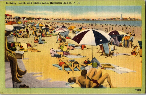 Bathing Beach Shore Line Hampton Beach NH New Hampshire Vintage ...