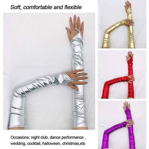 Show Mitten Cosplay Gloves Arm Sleeve Fingerless Mittens Leather Gloves ...