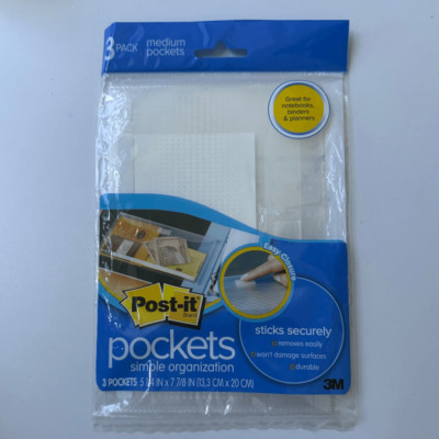 Post-it Medium Wall Pocket 5.3" x 7.9" Wall Mountable Clear Vinyl - 3 ...