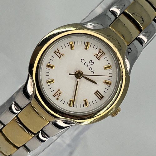 Clyda Women's Watch Gold & Silver Tone White Dial NEW BATTERY RUNS! | eBay