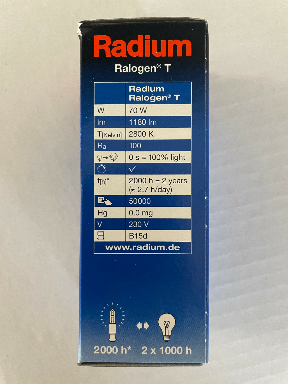Radium (vgl OSRAM 64494) Halogenlampe B15d 70W klar SELTEN NEU & OVP ...