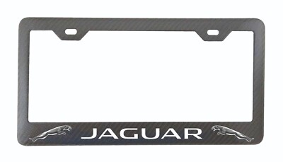 Jaguar White Text and Shaded Jaguars in Carbon Fiber license Plate ...