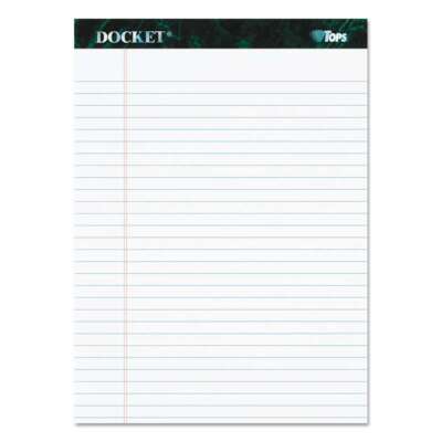 TOPS Docket Ruled Perforated Pads, 8 1/2 x 11 3/4, White, 50 Sheets ...