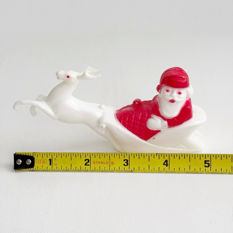 VTG Rosbro Santa Sleigh Reindeer Candy Container Ornament Hard Plastic ...