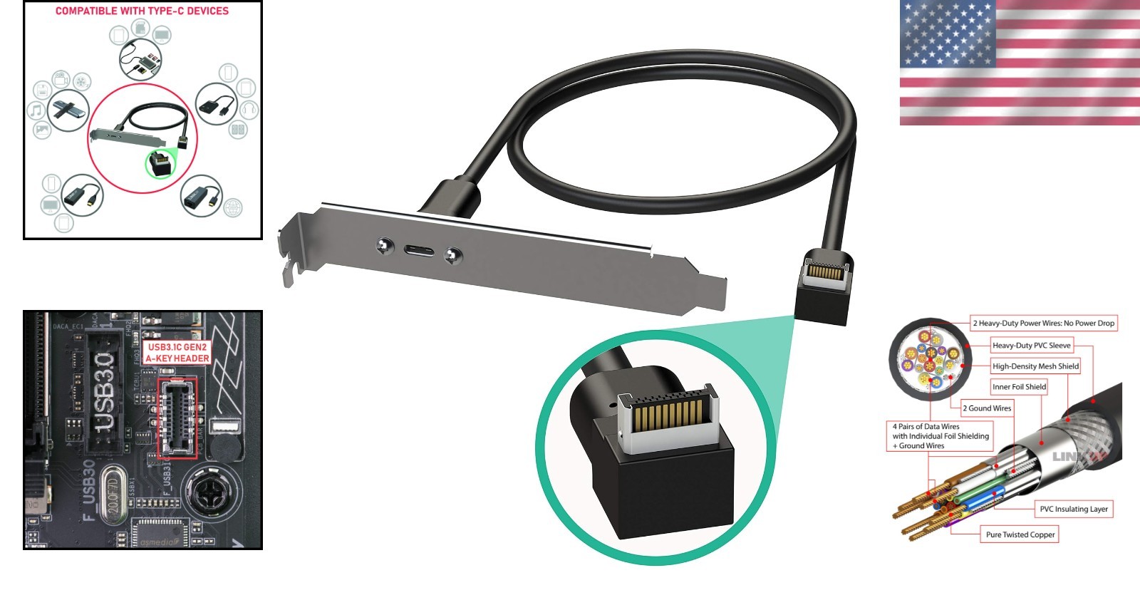 USB-C Type Motherboard Header Extension - 20-Pin A-Key – DOQAAN.COM