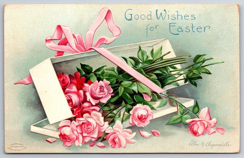 Ellen H Clapsaddle Easter~Pink Red Long Stem Roses In Florist Box~IAPC ...