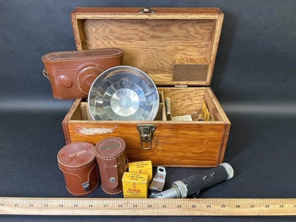 Argus Vintage Camera With 2 Lenses And Lots Of Accessories With Custom ...