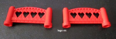 Lego 2040 x2 Fence Barrière 1x6x2 Rounded Red Rouge du Fabuland 3662 ...