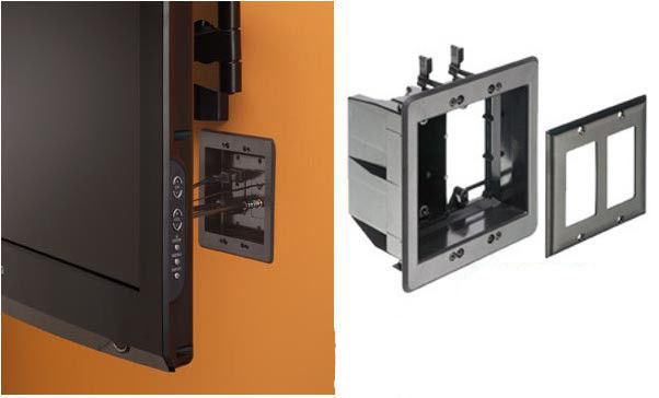 Arlington 2-Gang Recessed TV Box Wall Plate Low Voltage Power LCD TV ...