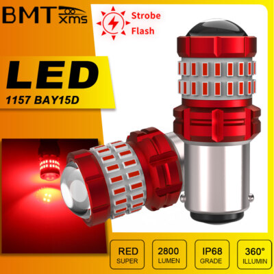 2x 1157 LED Strobe Flashing Brake Stop Bulbs Tail Blinking Lights ...