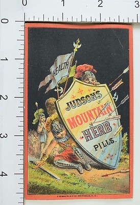 Judson's Mountain Herb Pills Cure-All Health-Battle Scene Shield Arrows ...