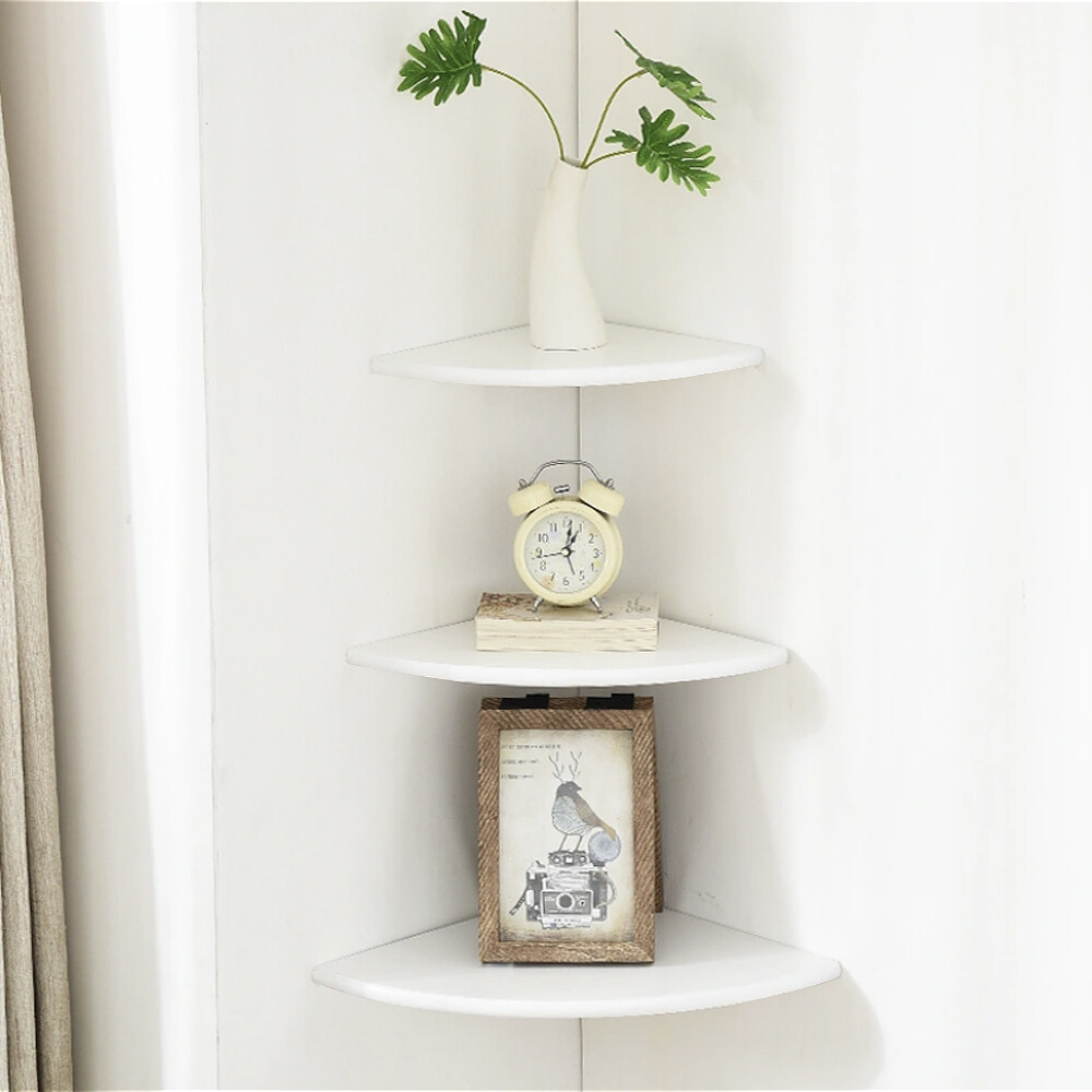 Pack of 3 Floating White Corner Shelf | Grelly UK