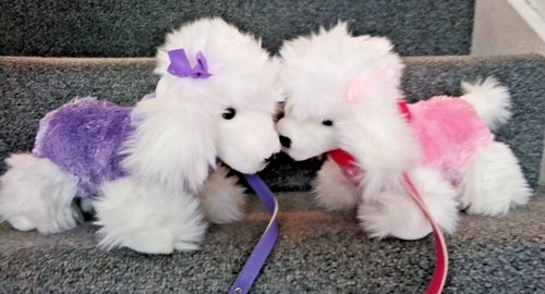 2 x POSH PAWS DOGS Soft Plush Cuddly 30cm Poodles Lilac & Pink ...