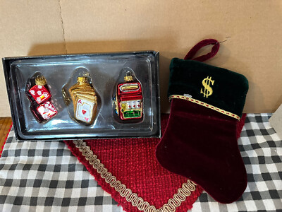 GKI Bethlehem Glass Dice, Cards, Slot Machine Blown Glass Ornaments ...