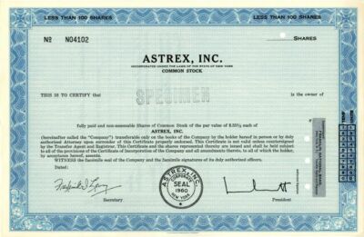 Astrex, Inc. - Specimen Stocks & Bonds | eBay