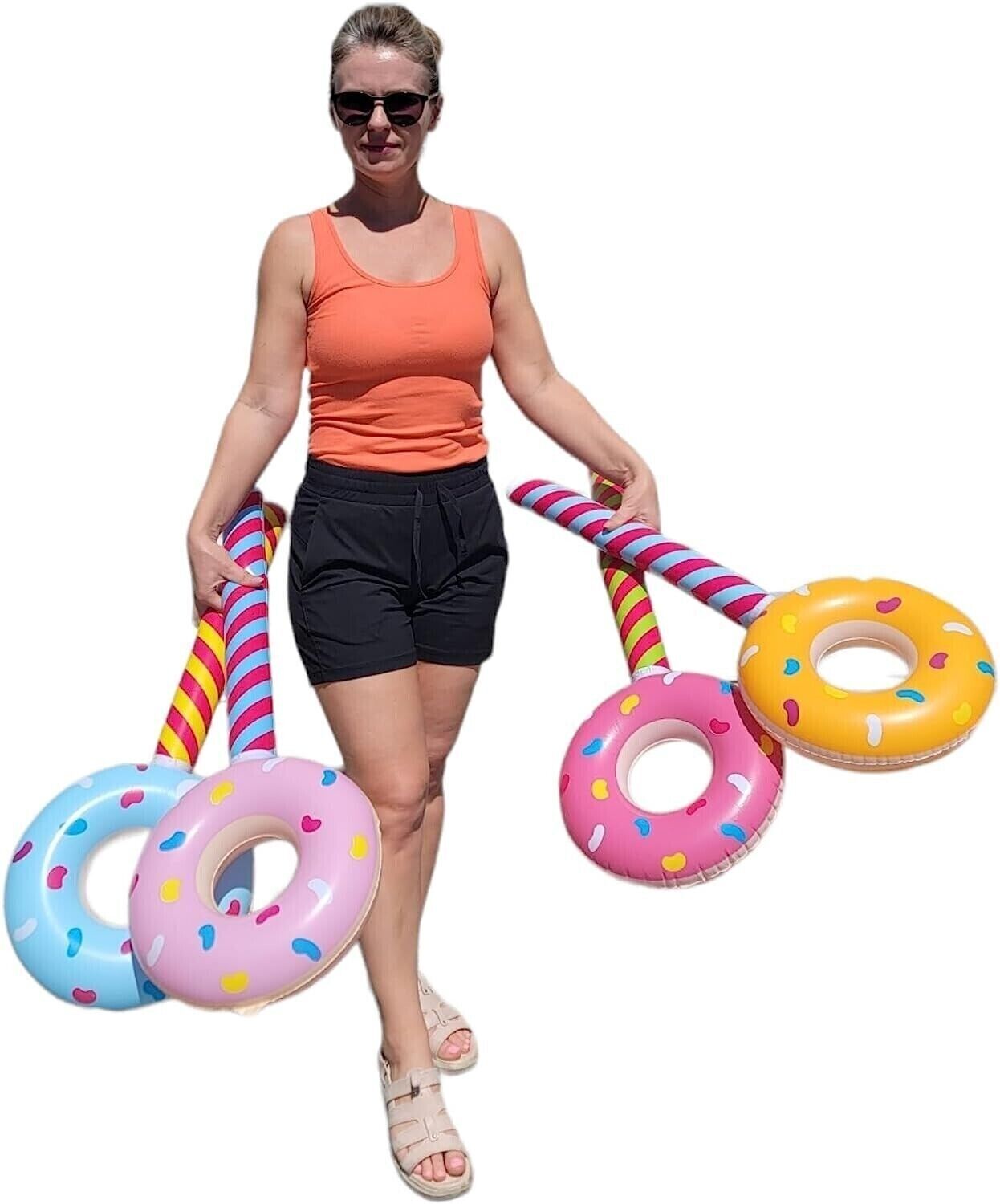 4 JUMBO ~ Inflatable Donut Lollipop Wonka CANDYLAND Inflate Pool Float ...