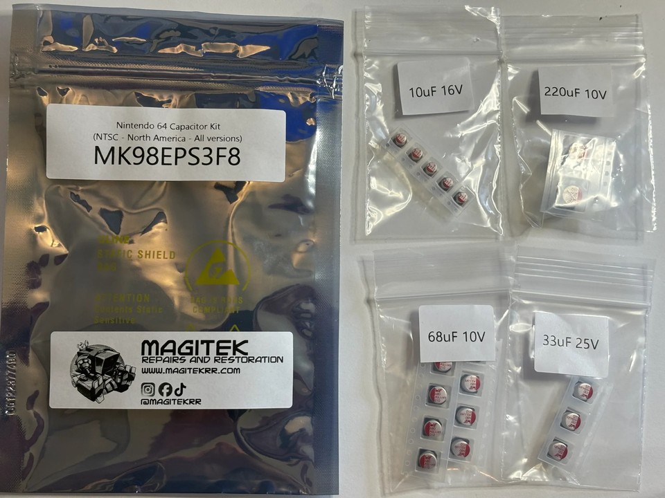 Nintendo 64 N64 Quality Capacitor Kit (NTSC - North America - All ...