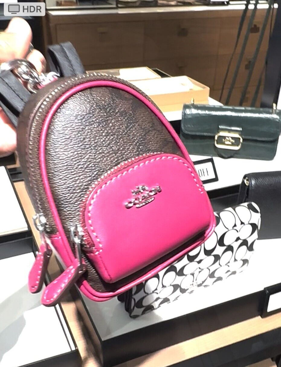 Coach Mini Court Backpack Bag Charm Keychain Silver/Brown/Bright Violet ...