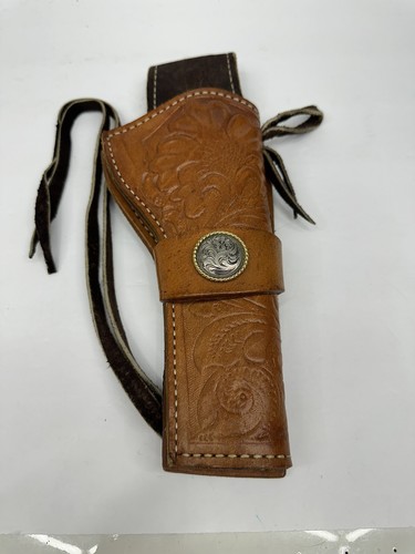 Holster Leather Western Gun Revolver Pistol Cowboy Hand Tooled Brown RH ...