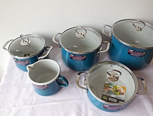 RIESS Email Emaille Topfset Töpfe 5 teiliges Set Kasserolle Induktion ...