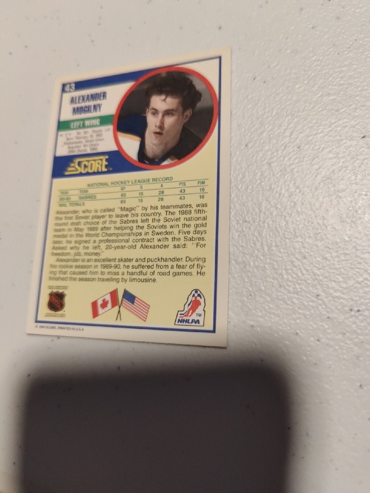 1990 Score #43 Alexander Mogilny (RC) Rookie Card Buffalo Sabres Hockey ...