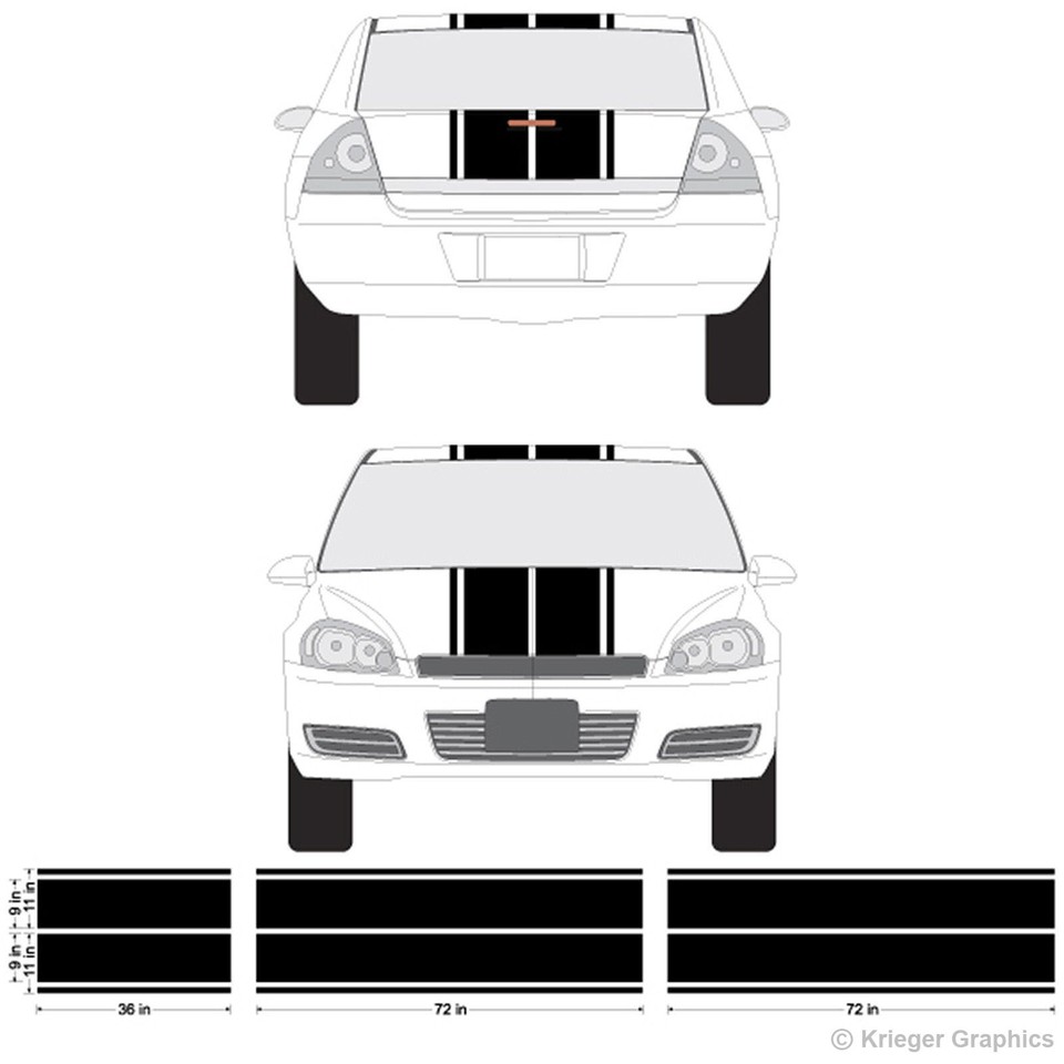 Dual Rally Racing Stripes 3M Vinyl Double Stripe Decals for Chevy ...