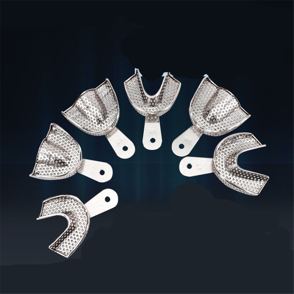 2 Pcs/Box Dental Steel Metal Edentulous Stainless Jaw Impression Tray S ...
