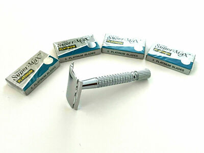 Mens Barber Safety Razor Old Fashioned w/20pcs Double Edge Razor Blades ...