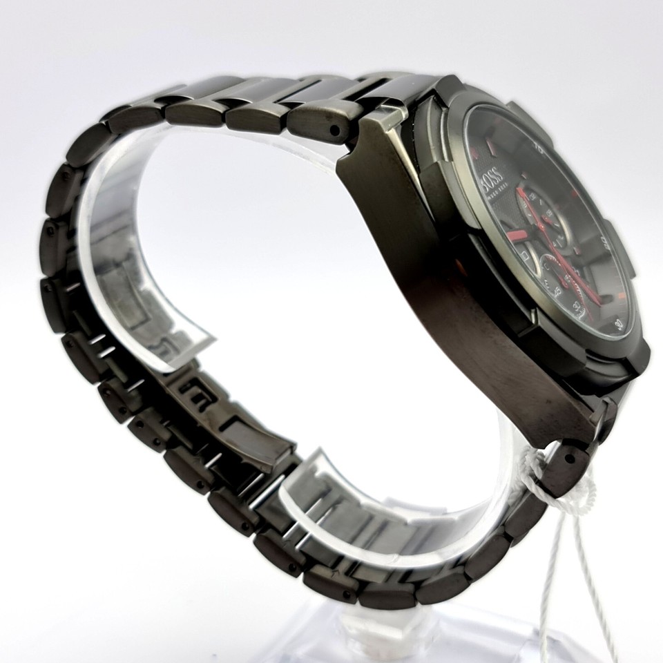 NEW BOSS SUPERNOVA 1513361 STAINLESS STEEL GREY & RED MENS WATCH | eBay