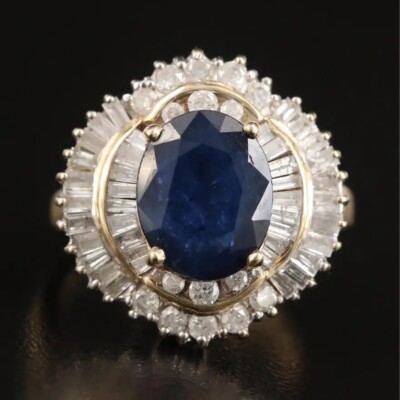 14K Sparkling Blue Corundum and 0.96 CTW Diamond Ring - Spectacular! | eBay