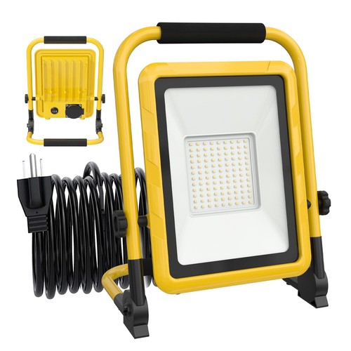 10000LM LED Work Light, 80W Portable Flood Light with Socket & Switch ...