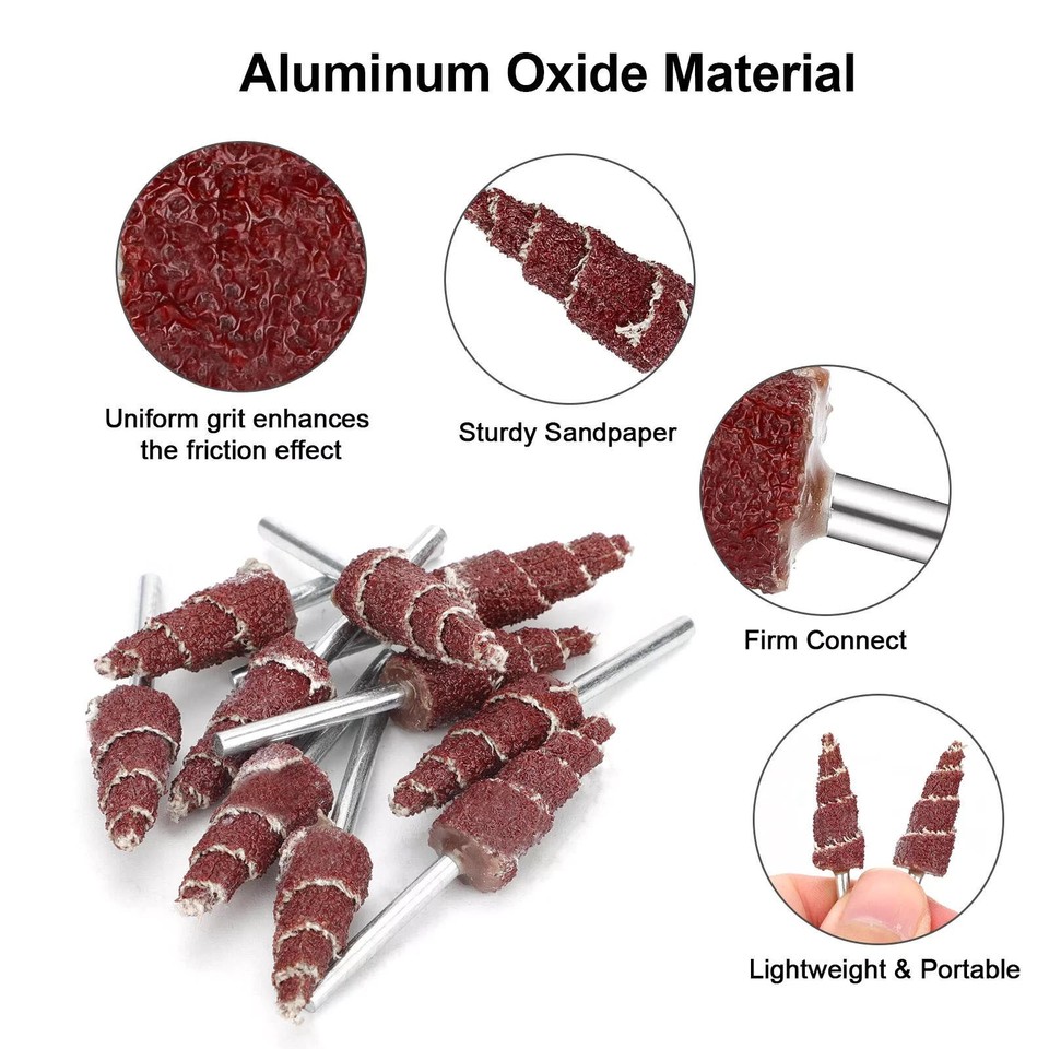 60x Cone Shape Abrasive Flap Wheel (10mm&12mm) 1/8" Shank For Grinder ...