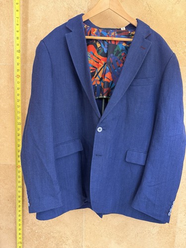 Robert Graham Men's Sport Coat Jacket Blue Wool Linen, Classic Fit 48 ...