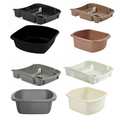 PLASTIC WASHING UP BOWL BASIN AND LARGE DISH DRAINER RACK KITCHEN PLATE ...