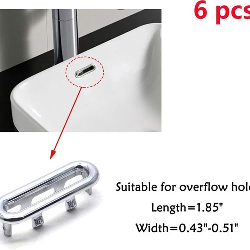 6 Pcs Bathroom Kitchen Sink Basin Trim Overflow Cover Oval Shape Insert ...