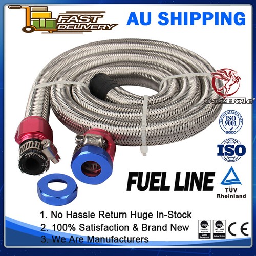 Universal Stainless Steel Braided Fuel Line 3/8 in 3 ft Length High ...