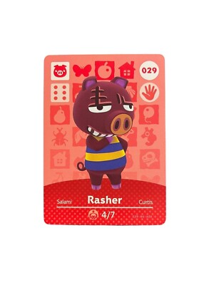 Rasher 029 Animal Crossing Amiibo Card AUTHENTIC Series 1 Pack Fresh ...
